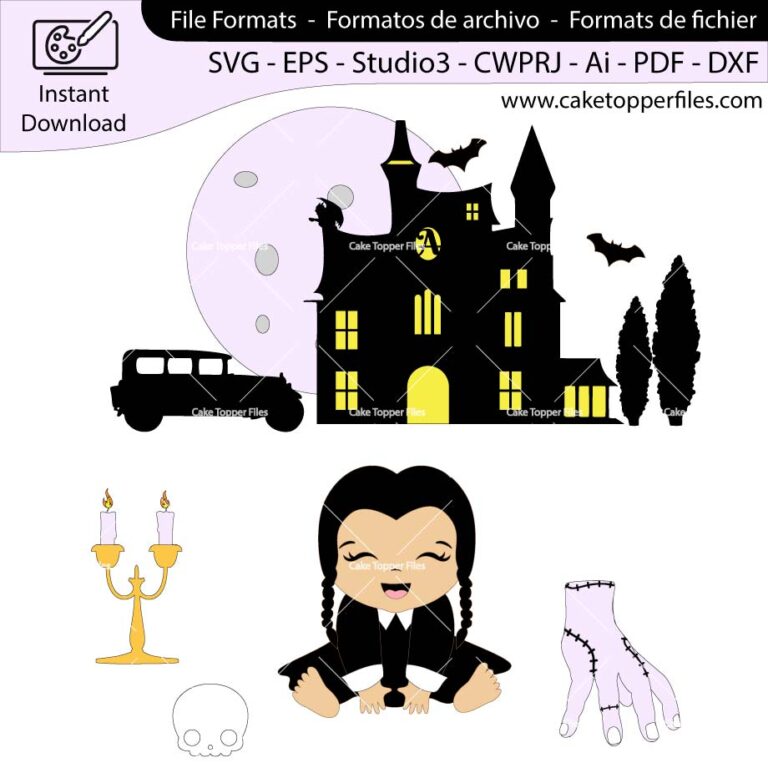Baby Wednesday Addams Cake Topper Cut File