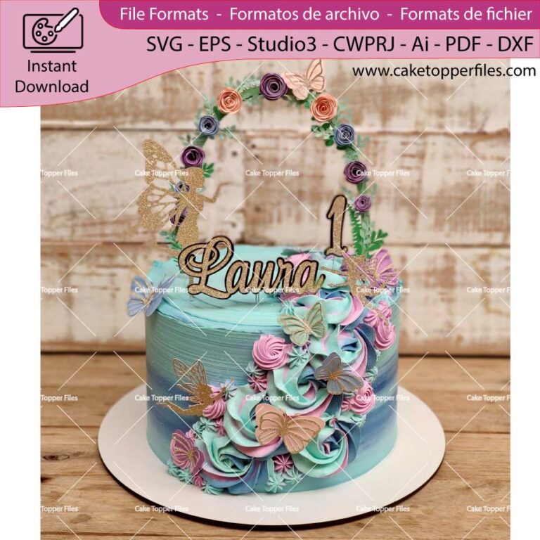 Fairy Garden Flower Archway Cake Topper Cut File