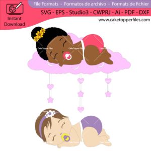 Sleeping Baby Girl Cake Topper Cut File