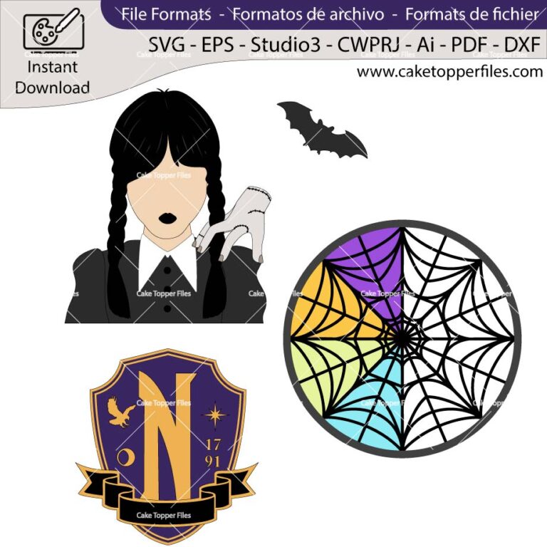 Wednesday Addams TV Series Cake Topper Cut File