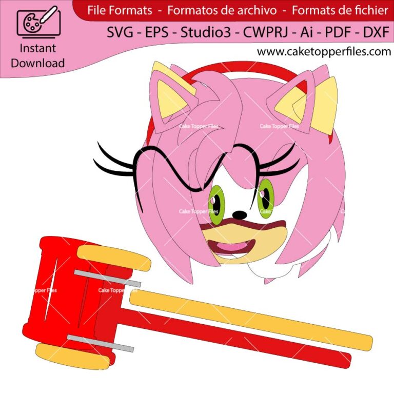 Amy Rose Sonic Movie Cake Topper Digital File