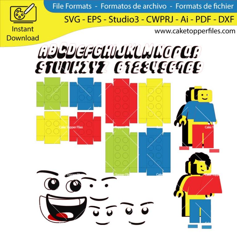 3D Lego Blocks Numbers Cake Topper Cut File